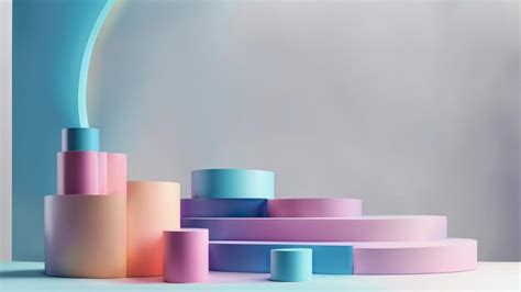 Premium Ai Image 3d Render Abstract Background Primitive Geometric Shapes Pastel Colors