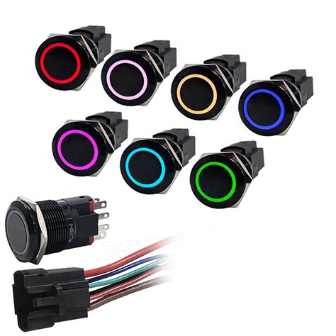 Marine Push Button Switch Rgb 10a Black Anodized
