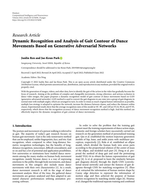 Pdf Dynamic Recognition And Analysis Of Gait Contour Of Dance Movements Based On Generative