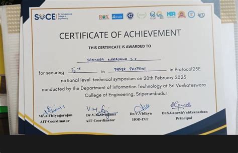 achievement paperpresentation flexport engineering techinnovation sankara narayana sv