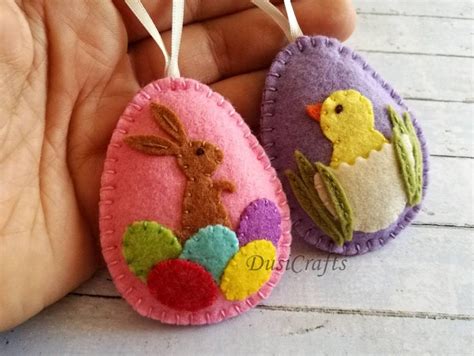 Feutrine Décoration De Pâques Oeufs De Poulet Et De Lapin En Etsy Felt Easter Crafts Easter