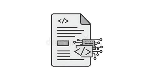 A Grayscale Illustration Shows A Document Icon Featuring Code Symbols Typically Stock