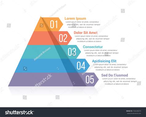 Pyramid Infographic Template Five Elements Vector Stock Vector Royalty Free