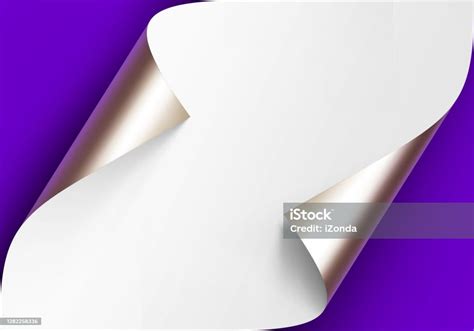 그림자 모의 와 화이트 페이퍼의 벡터 컬링 금속 플래티넘 모서리 는 블루 바이올렛 배경에 고립 닫기 각도에 대한 스톡 벡터 아트 및 기타 이미지 Istock