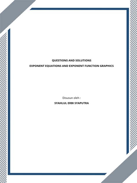 Questions And Solutions Exponent Equations And Exponent Function