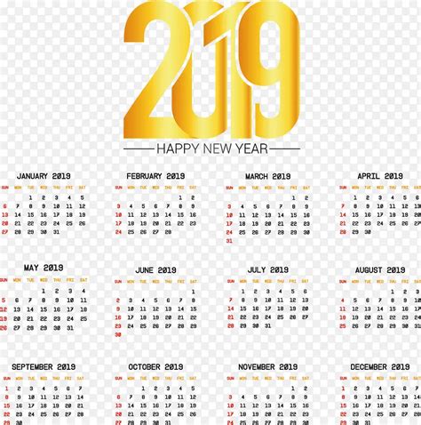 金色2019年新年日历PNG图片素材下载 图片编号9511097 PNG素材网