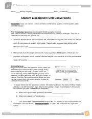 Gizmo Unit Conversion Wkst Docx Name Melany Delgado Date