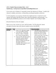 Characterization Analysis In Act I Of Hamlet Course Hero