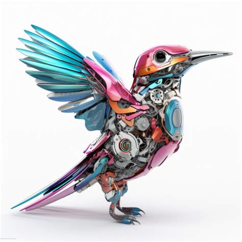 Premium Ai Image Colorful Hummingbird Robot Robotic Bird Isolated