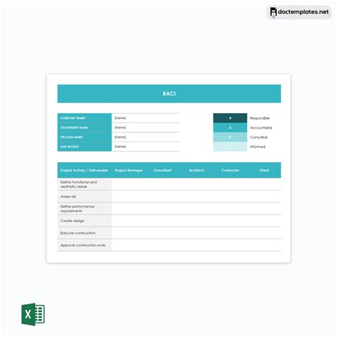 Free RACI Matrix Templates For Excel
