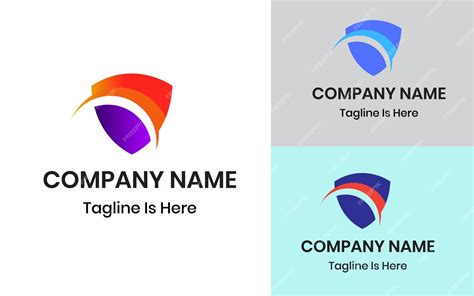 그라데이션 현대 방패 곡선 로고 템플릿 프리미엄 벡터