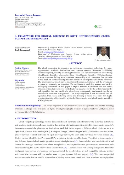 Pdf A Framework For Digital Forensic In Joint Heterogeneous Cloud Computing Environment