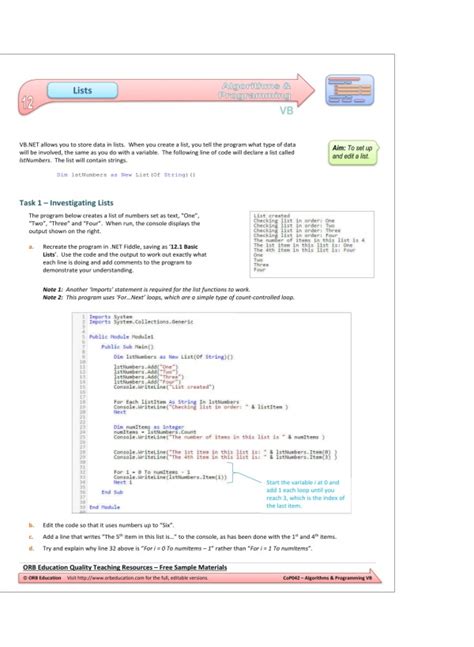 Programming In Vbnet Orb Education Australia