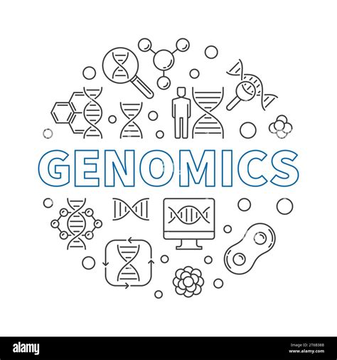 Genomics Vector Round Biology Concept Illustration In Thin Line Style Stock Vector Image And Art