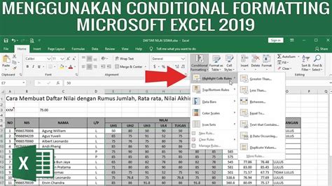 Menggunakan Conditional Formatting Microsoft Excel 2019 YouTube