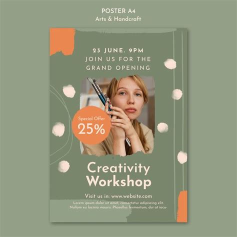 공예 워크샵 포스터 템플릿 무료 Psd 파일