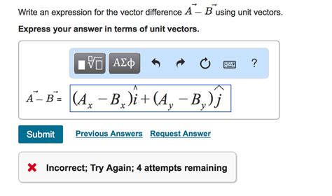 Solved Write An Expression For The Vector Difference A B