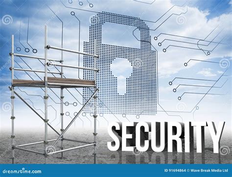 Security Text With 3d Scaffolding And Lock Interface Stock Illustration Illustration Of