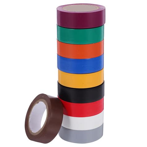 Hemoton 10 Rolls Multi Color Electrical Tape Set 10m Insulation Tape