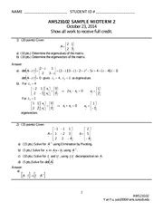 Sample Midterm Solution NAME Babe ID AMS SAMPLE MIDTERM October Show