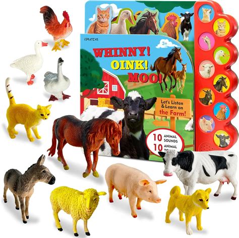 Igratens Farm Animals Figures Toys With Sound Books 10pcs