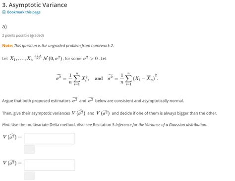 Solved 3 Asymptotic Variance Bookmark This Page A 2 Points
