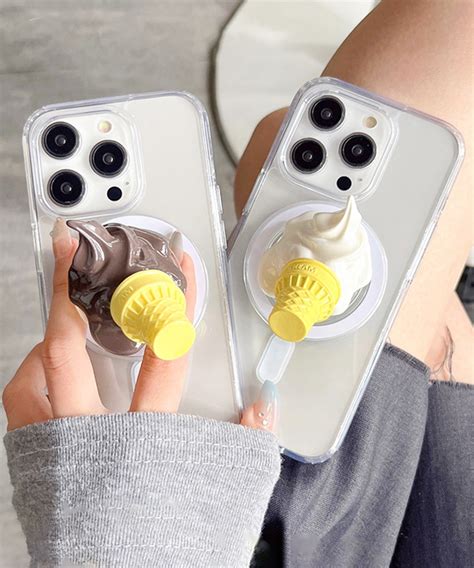 모이닷컴 맥세이프 아이스크림 그립톡 세트 마그네틱 자석 링 투명 실리콘 범퍼 아이폰15 아이폰14 아이폰13 아이폰12 아이폰11 프로 맥스 심플 유니크 디자인 케이스