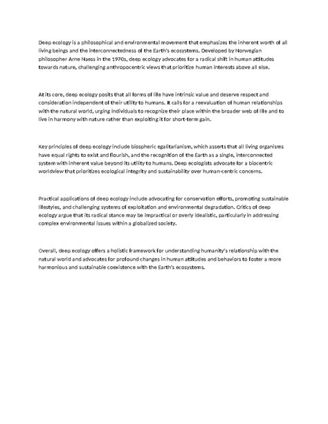 Deep Ecology Is Wps Office Deep Ecology Is A Philosophical And