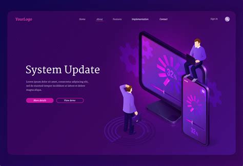 System Update Isometric Landing Page Web Banner 14484871 Vector Art At