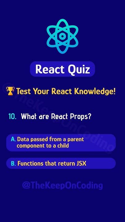 Test Your Reactjs Knowledge With This Fun Quiz 🎉 💻🚀 🎯 Shorts Coding Reactjs Youtube