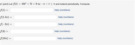 Solved 1 point Let f t 10t2 7t 8 for π Chegg com