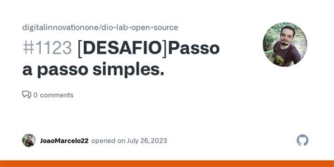 [desafio]passo A Passo Simples · Issue 1123 · Digitalinnovationone