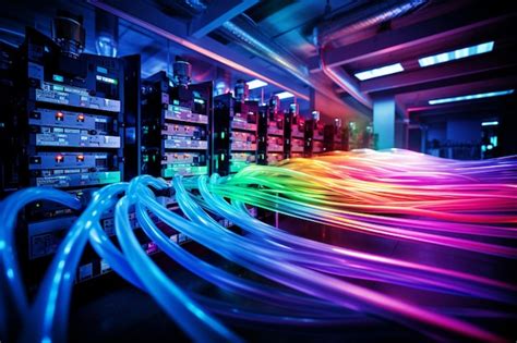 Premium Ai Image Fiber Optic Network Cable In A Data Center