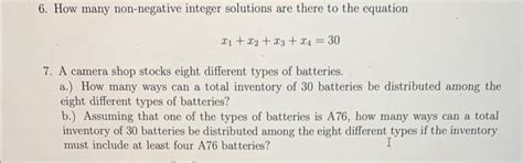 Solved 6 How Many Non Negative Integer Solutions Are There