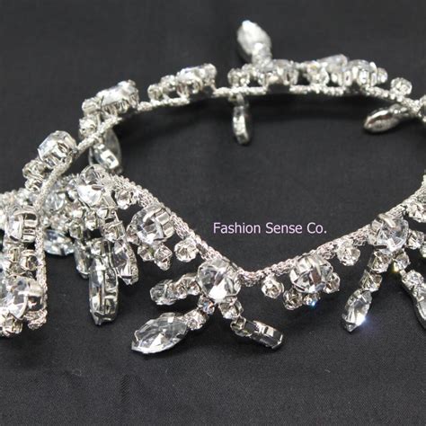 Diamante Fringe Wedding Cake Rhinestone Crystal Silver Chain Drops