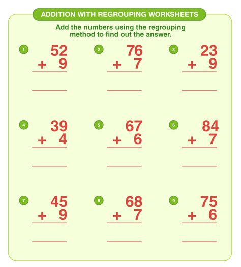 Addition With Regrouping Worksheets Engaging Practice For Math Mastery