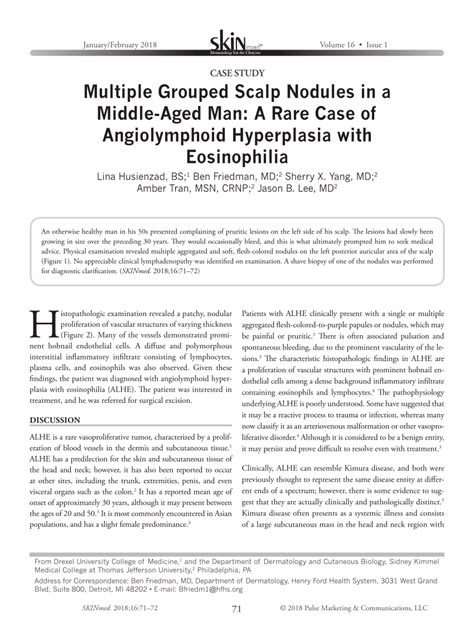 PDF Multiple Grouped Scalp Nodules In A Middle Aged Man A Rare Case Of Angiolymphoid