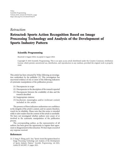 Pdf Retracted Sports Action Recognition Based On Image Processing Technology And Analysis Of