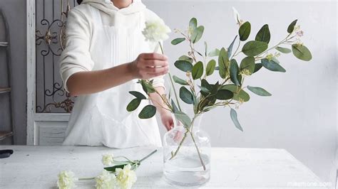 유칼립투스 카네이션 조화 조화꽃을 활용한 꽃꽂이 재료 장식 만들기 클래스 Youtube