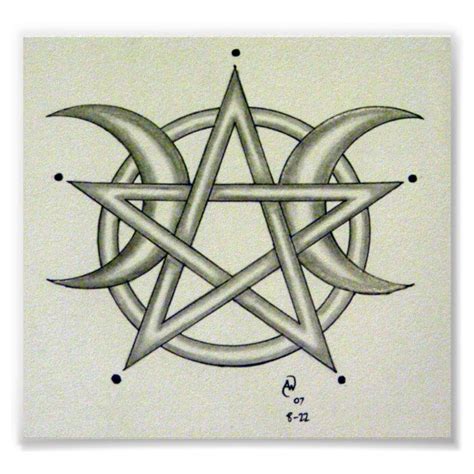 Triple Moon Poster Zazzle Pentagram Tattoo Triple Moon Pentacle