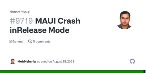 Maui Crash Inrelease Mode · Dotnet Maui · Discussion 9719 · Github