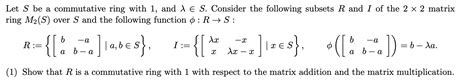 Solved Let S Be A Commutative Ring With 1 And Le S Chegg Com
