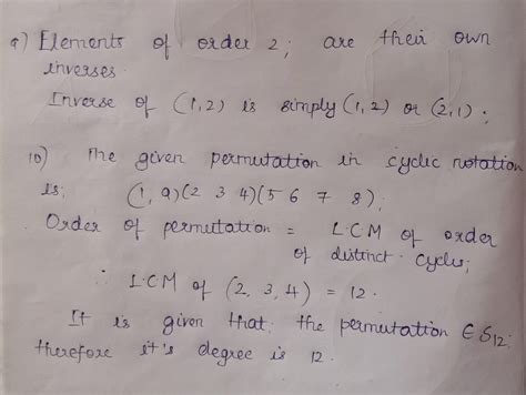 9 The Inverse Of 12 In Symmetric Group S3 Is O The Order Of Permutation P9