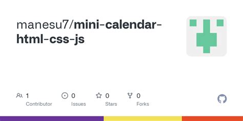 Github Manesu7mini Calendar Html Css Js