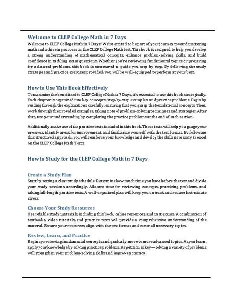 Clep College Math In 7 Days By Kyle Kadivi Tpt
