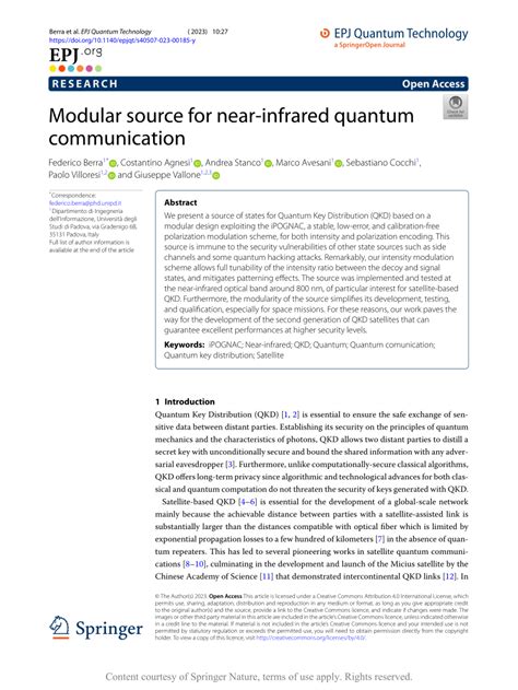 Pdf Modular Source For Near Infrared Quantum Communication