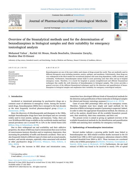 Pdf Overview Of The Bioanalytical Methods Used For The Determination Of Benzodiazepines In