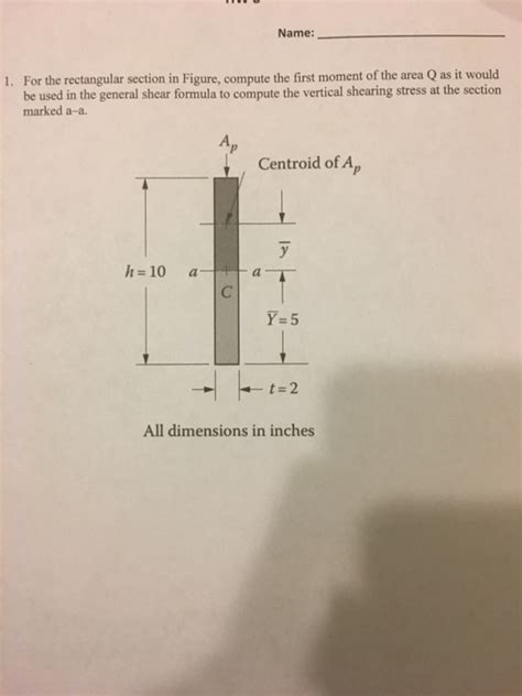 Solved Name For The Rectangular Section In Figure Compute Chegg