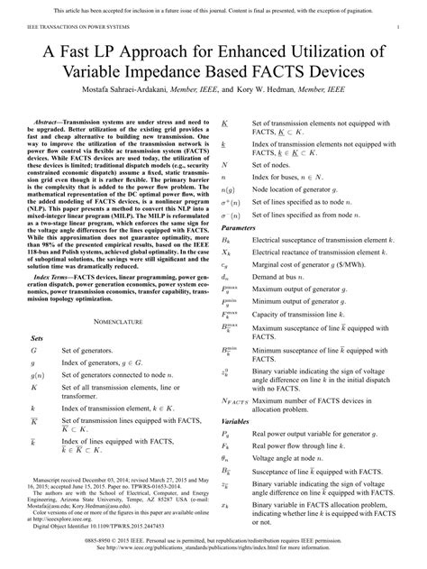 Pdf A Fast Lp Approach For Enhanced Utilization Of Variable Impedance