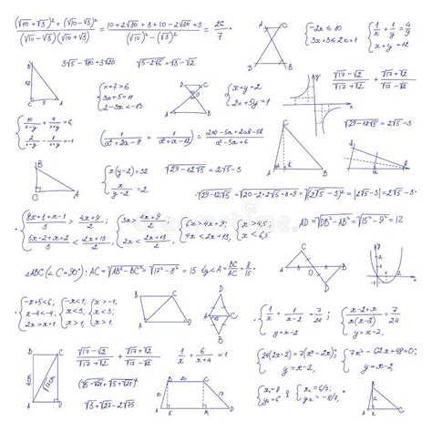 Hand Drawn Mathematical Equation With Handwritten Algebra Formulas Stock Vector Illustration